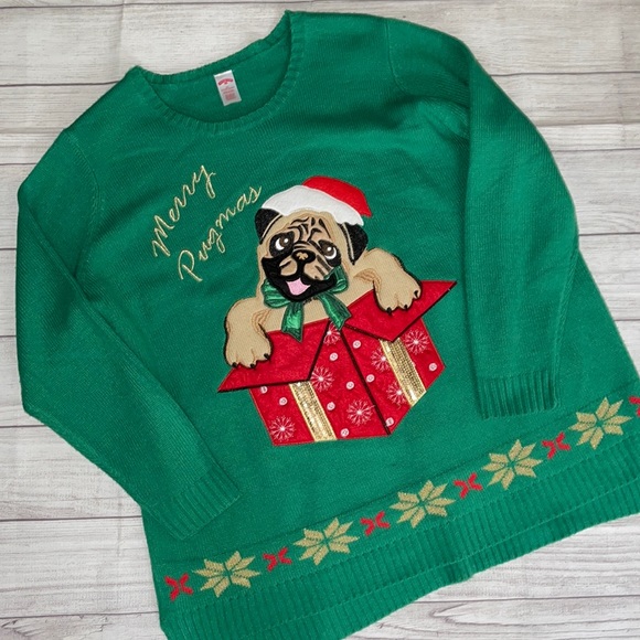 Holiday Time | Sweaters | Holiday Time Christmas Pug Ugly Christmas ...